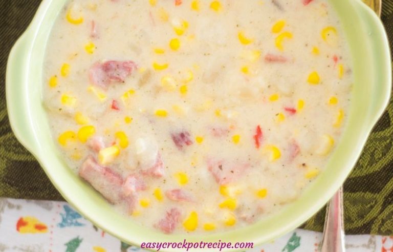 Crock Pot Corn Chowder with Ham - Easy Crock Pot Recipe